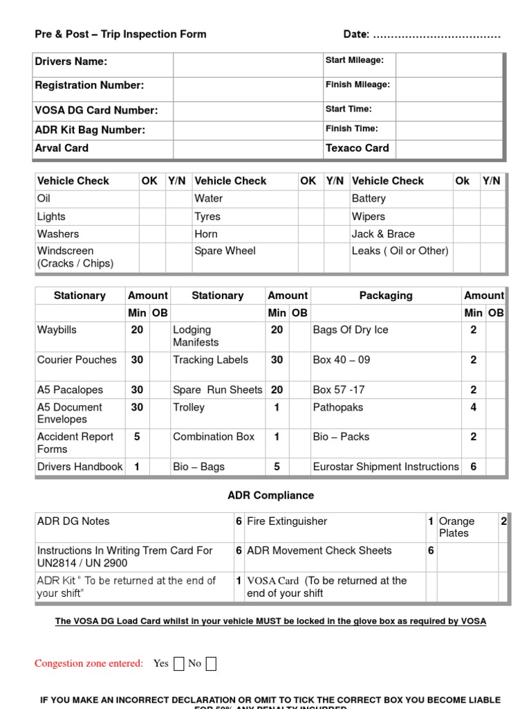Vehicle Check Sheet | PDF