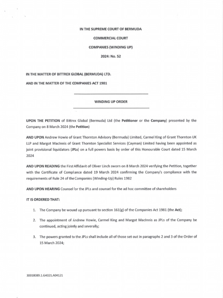 002-Winding Up Order Issued March 28, 2024 | PDF