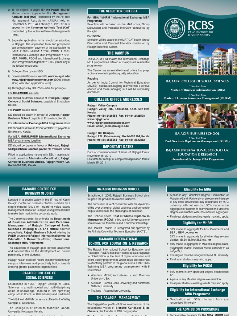 Brochure - RCBS | PDF | Master Of Business Administration | Academic Degree
