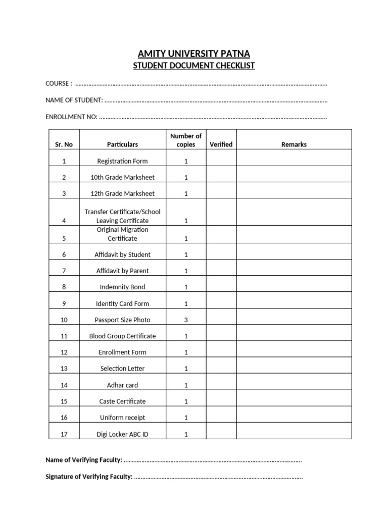 Ug Checklist 2025 | PDF
