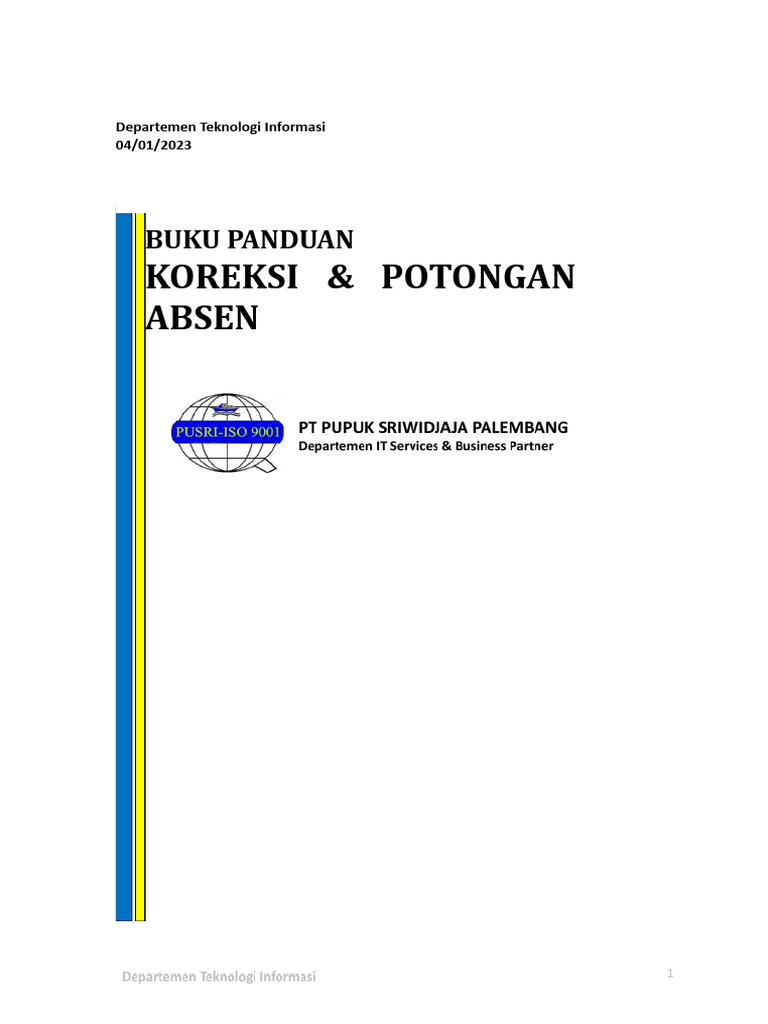Manual Book Koreksi & Potongan Absen | PDF