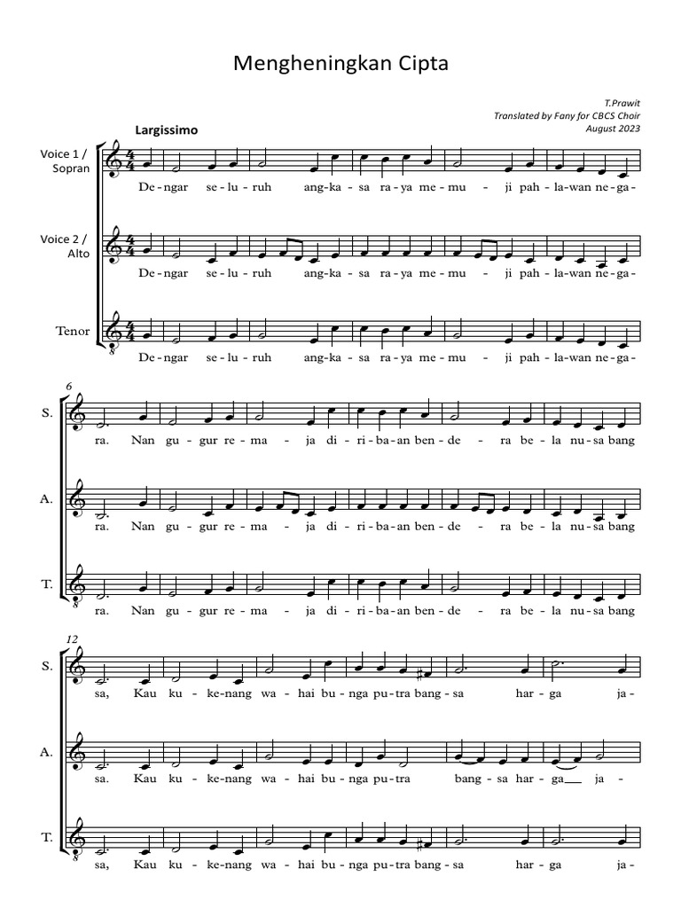 Mengheningkan Cipta - Score and Parts | PDF