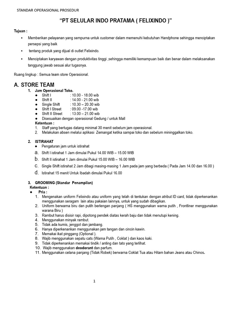 SOP Retail (Update 05 Juli 2025) | PDF