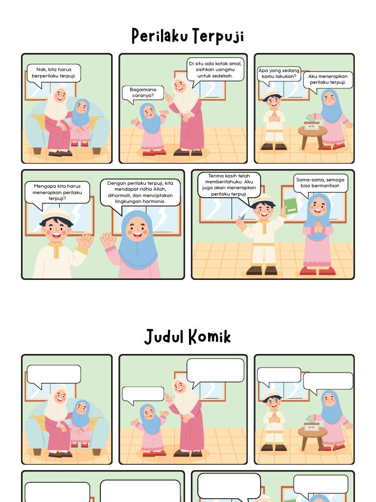 Perilaku Terpuji Setrip Komik Hijau Dan Merah Mudah Sederhana Dan ...