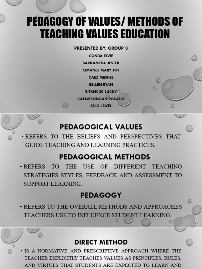 Pedagogy of Values/ Methods of Teaching Values Education: Presented By ...