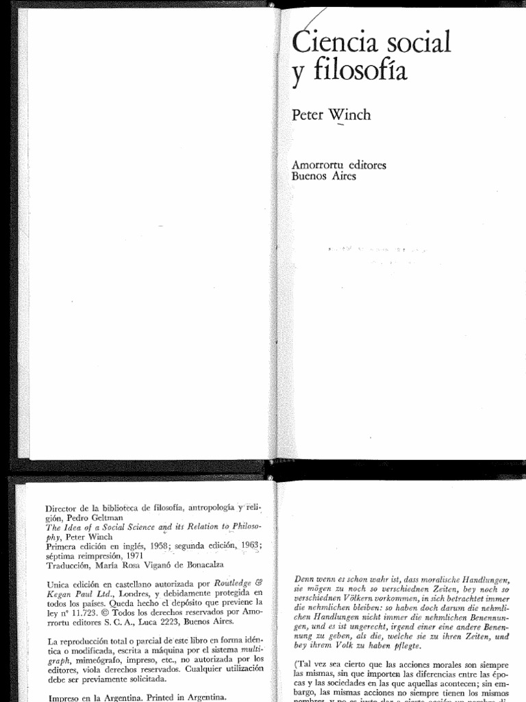 Winch Ciencia Social y Filosofia | PDF | John Stuart Mill | Conocimiento