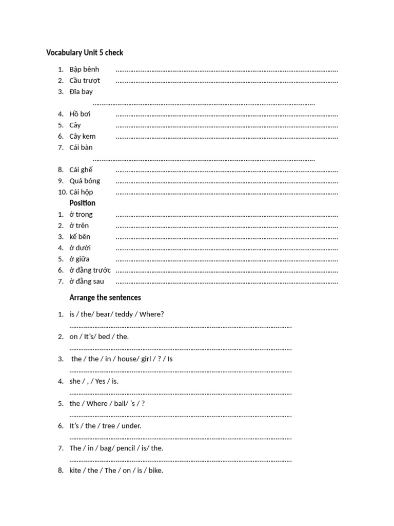 Vocabulary Unit 5 Review Exercise | PDF