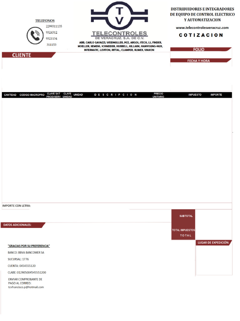 Cotización de Productos para NOV Energy | PDF