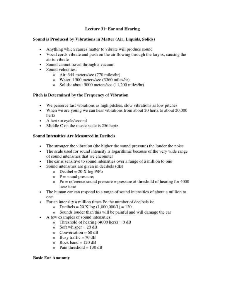 Ear and Hearing | PDF | Auditory System | Ear