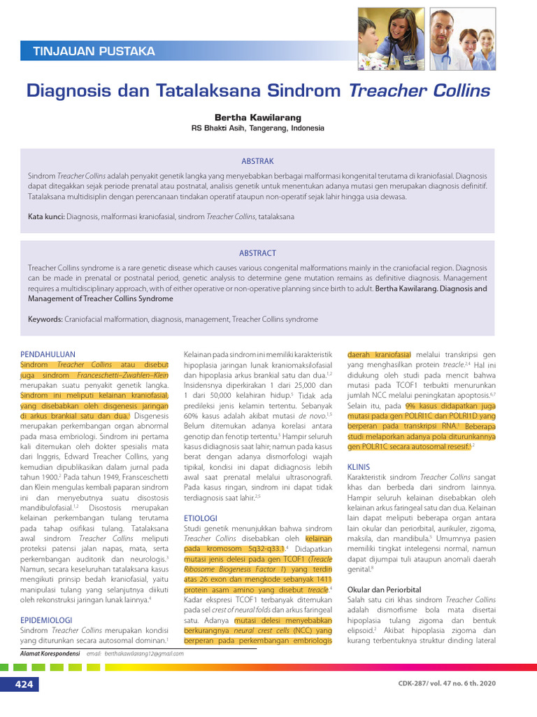 Diagnosis dan Tatalaksana Sindrom Treacher Collins | PDF