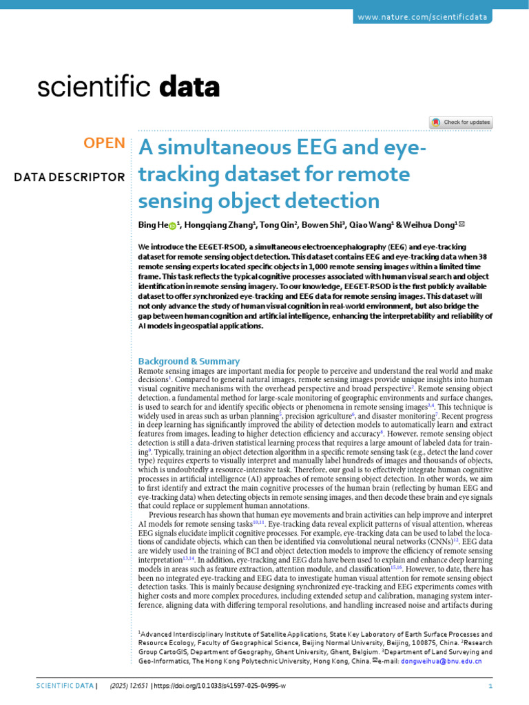 EEG and Eye-Tracking Dataset for Remote Sensing | PDF | Event Related ...