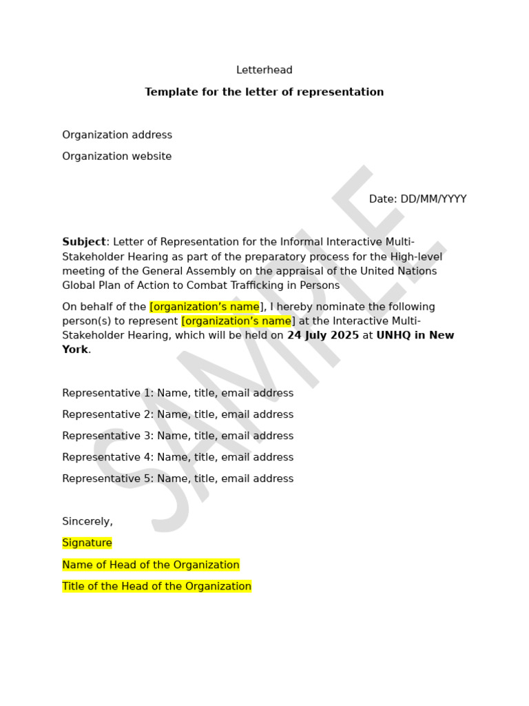 Sample Letter of Representation | PDF