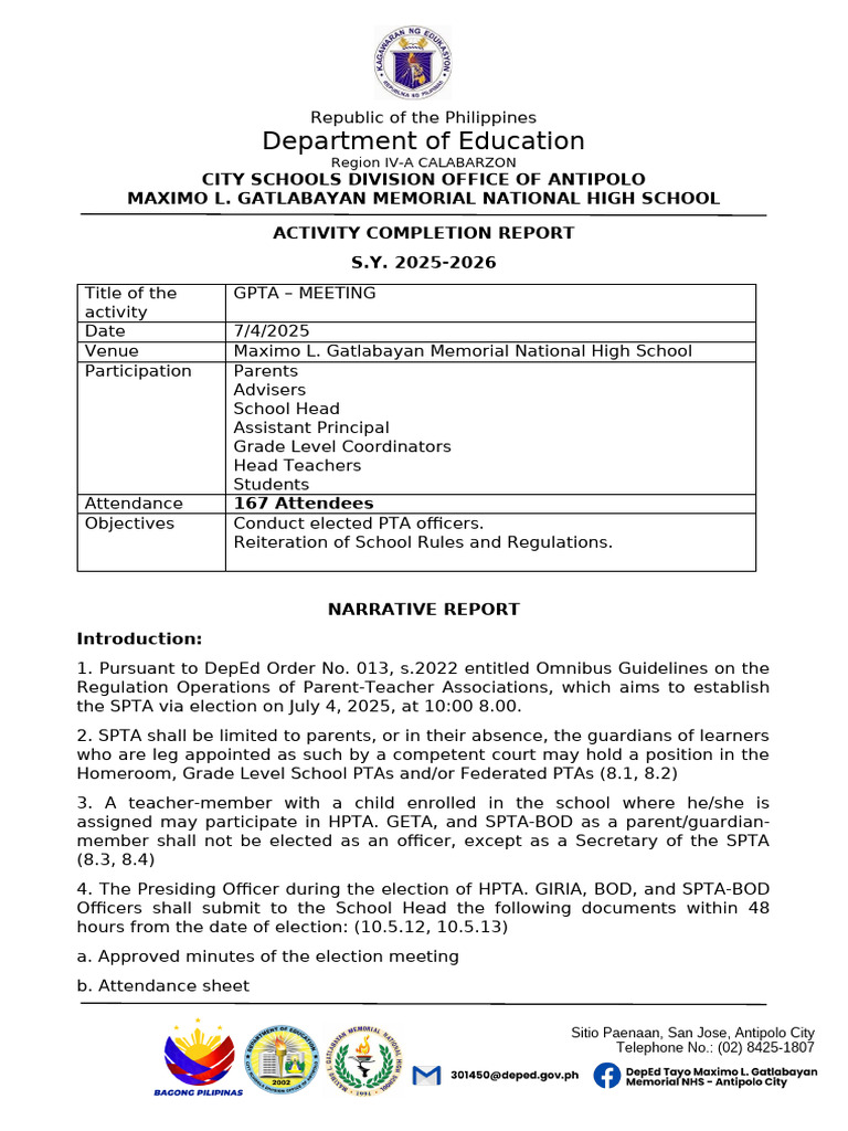 Format Narrative Report 2025 2026 | PDF