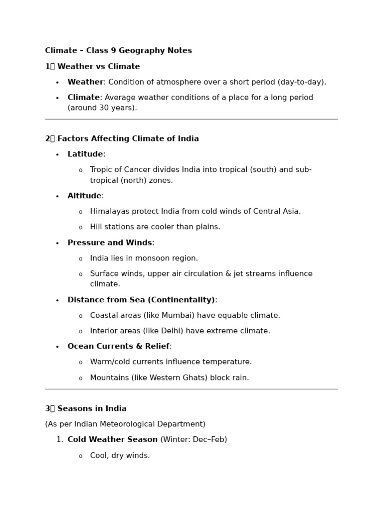 India’s Climate: Key Factors & Seasons | PDF