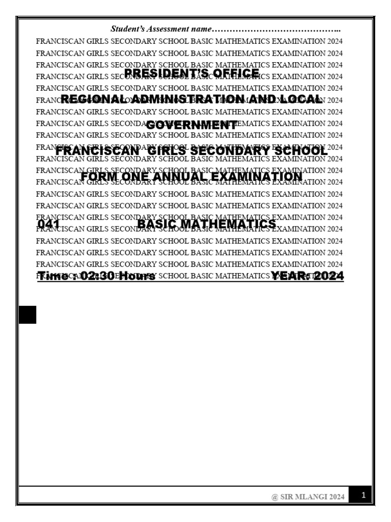 2024 Basic Mathematics Exam Paper | PDF | Percentage | Arithmetic