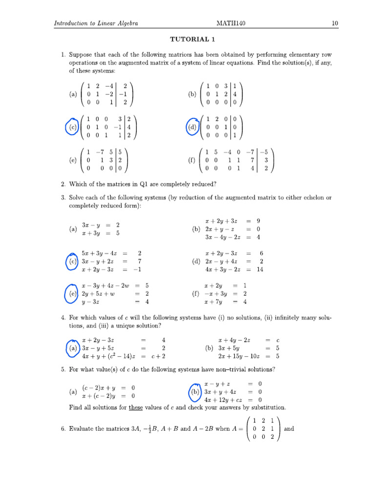 LA1 Tutorial 1 3 | PDF
