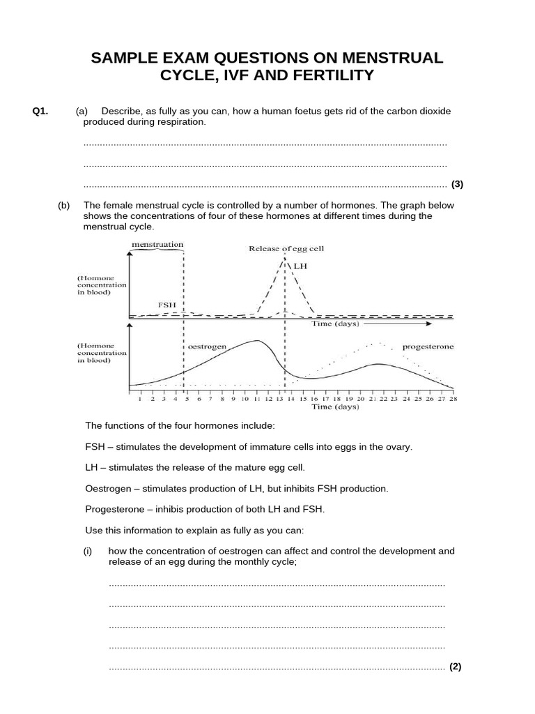 Menstrual Cycle, IVF & Fertility Exam Questions | PDF | Menstrual Cycle ...