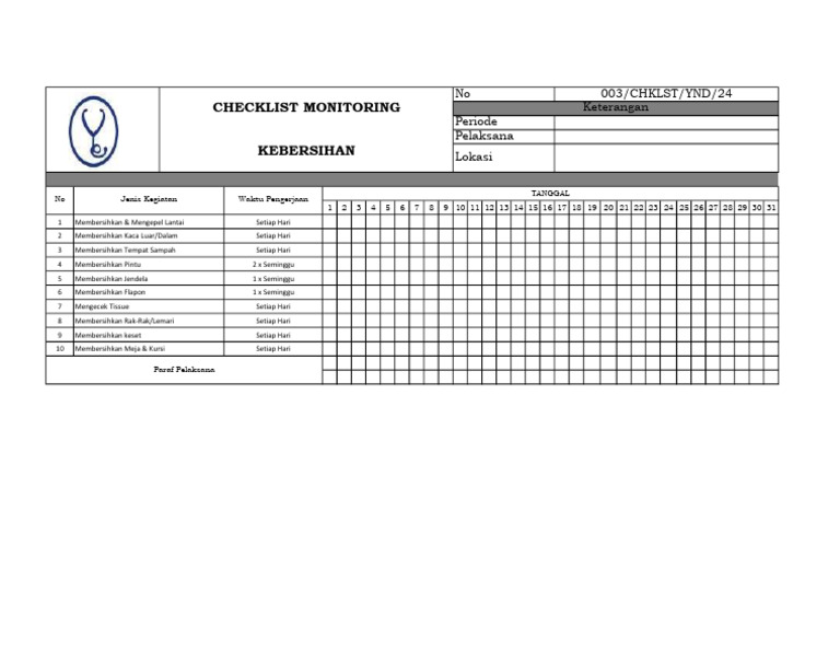 Checklist Kebersihan Umum | PDF