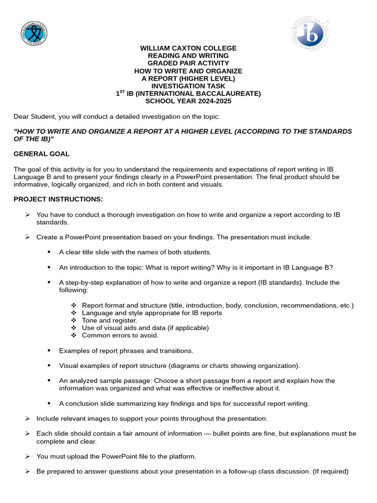 IB Report Writing Guide for Students | PDF | Microsoft Power Point ...