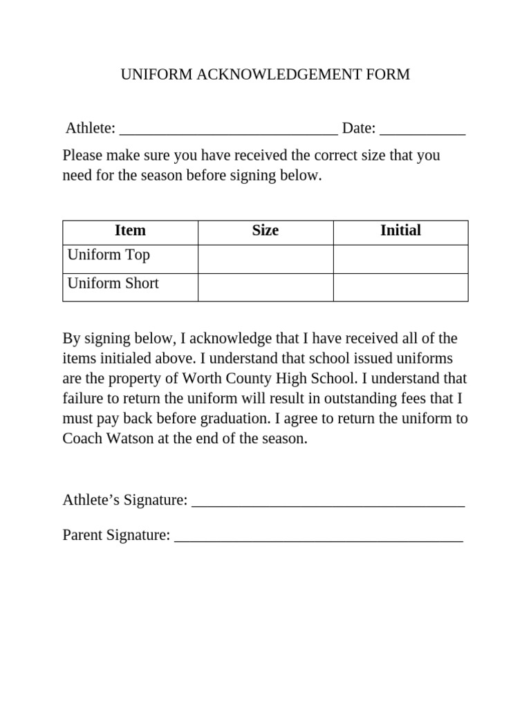 Uniform Acknowledgement Form | PDF