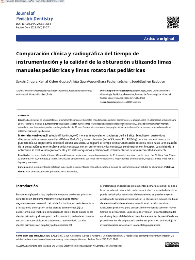 Clinical and Radiographic Comparison of Instrumentation Time and ...