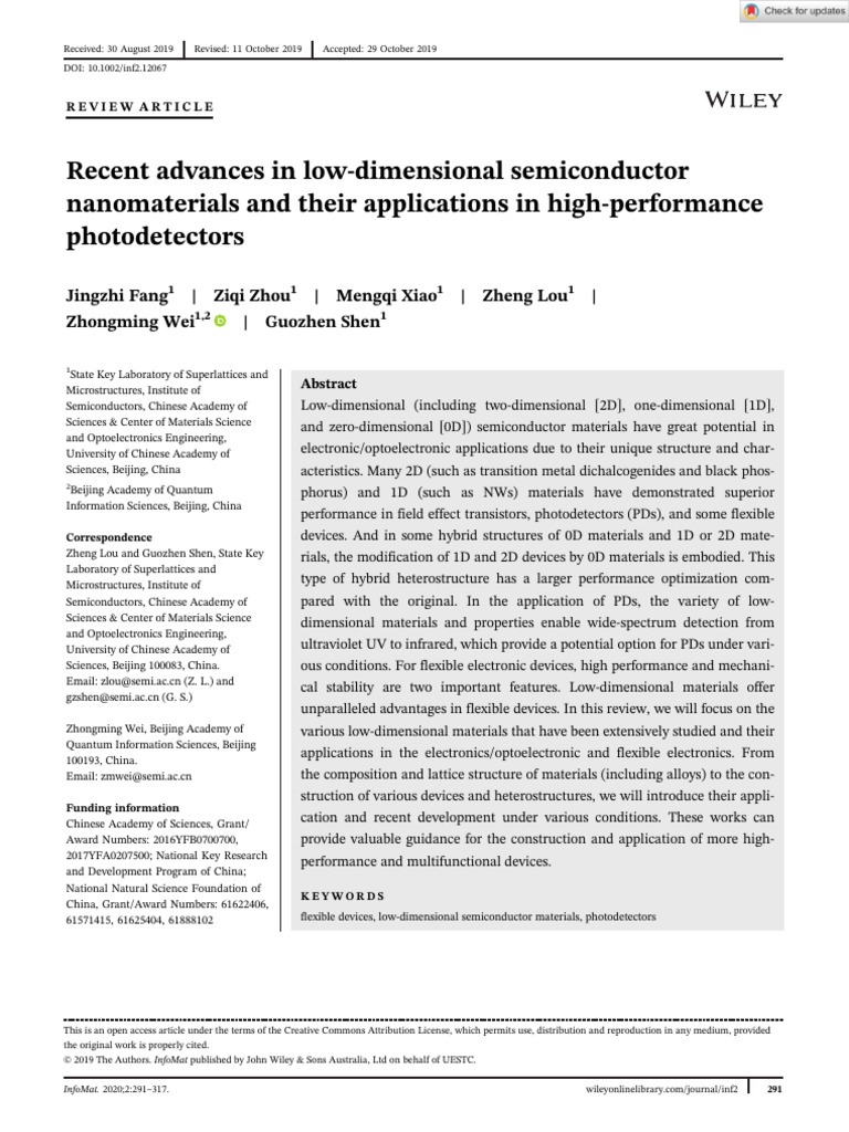 InfoMat - 2019 - Fang - Recent Advances in Low Dimensional ...