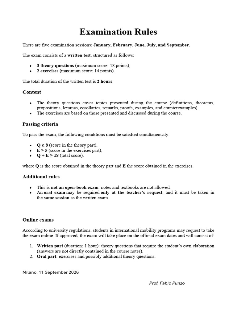Examination Rules Pdf