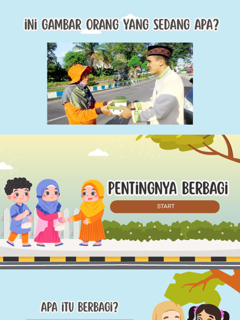 Indahnya Saling Membantu Dan Berbagi Presentasi Kuis Hijau Dan Coklat Ilustratif Lucu | PDF