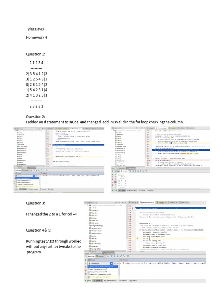Debug Homework Answers & Screenshots | PDF