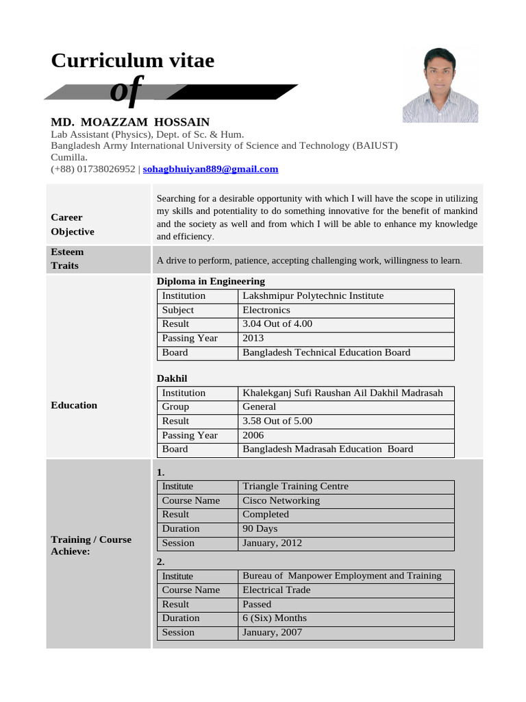 Md. Moazzam Hossain Civi | PDF