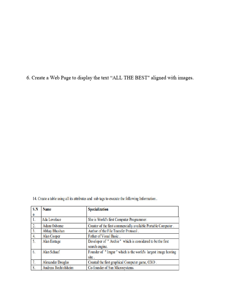 Web Technology Practical File BCA 6th Sem | PDF | Html Element | Html