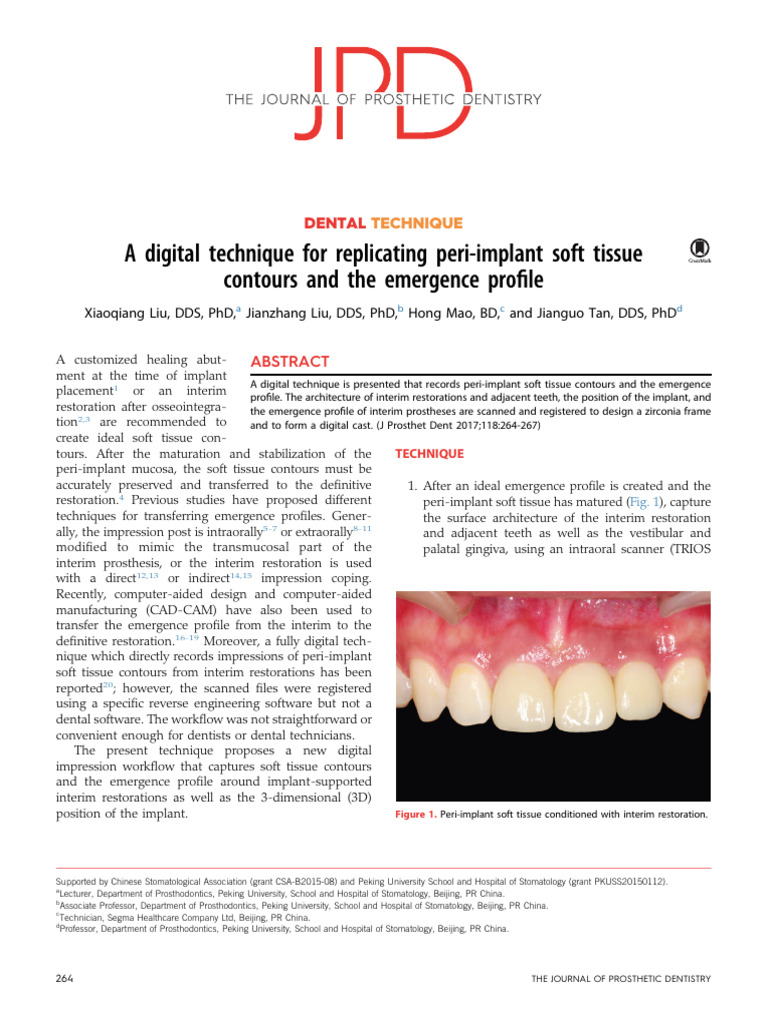 A Digital Technique For Replicating Peri-Implant Soft Tissue Contours ...