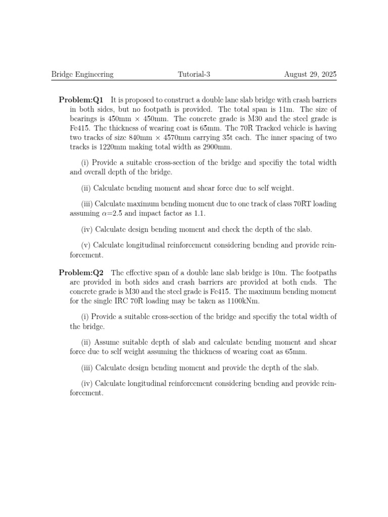 Tutorial 3 Bridge 2025 RCC Slab | PDF
