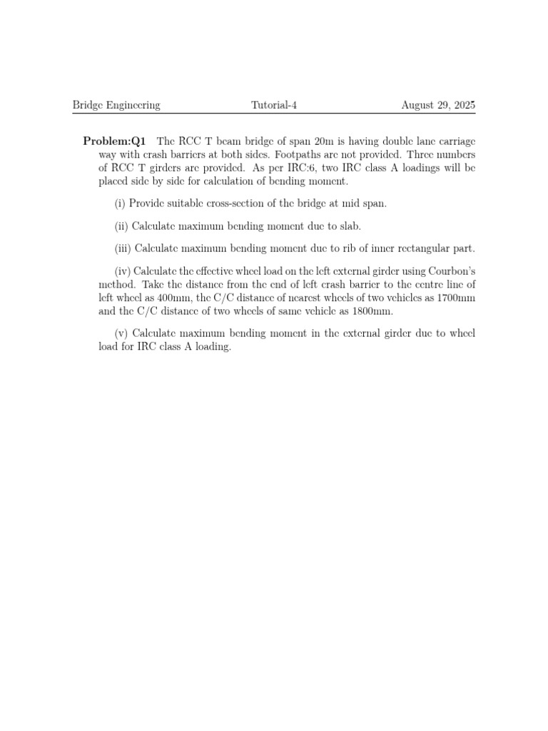 Tutorial 4 Bridge 2025 RCC T Beam | PDF | Bending | Beam (Structure)