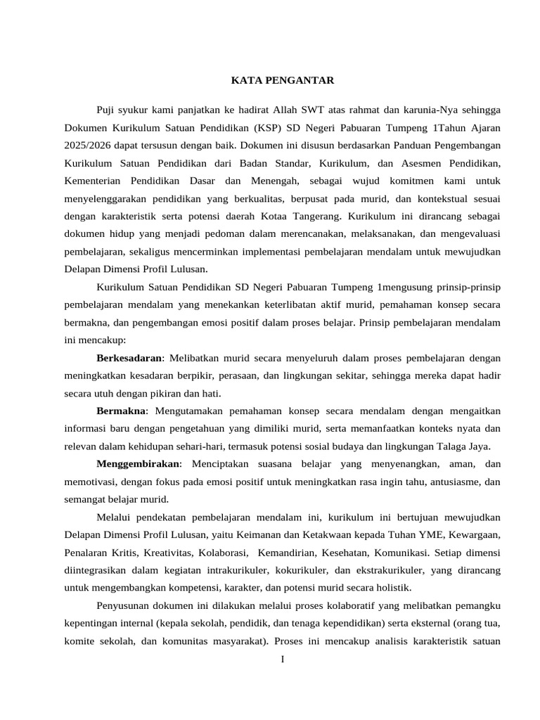 KSP SDN Pabuaran Tumpeng 1 Tahun 2025-2026 - Draft | PDF