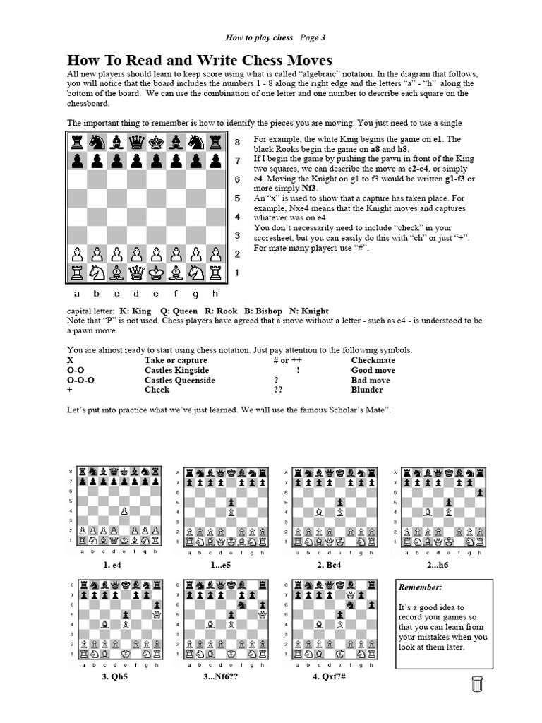 1 Chess Game Instructions-3 | PDF | Competitive Games | Chess Openings