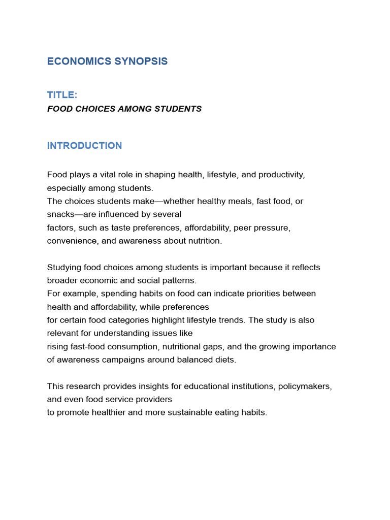 Student Food Choices and Influences | PDF | Fast Food | Consumption ...