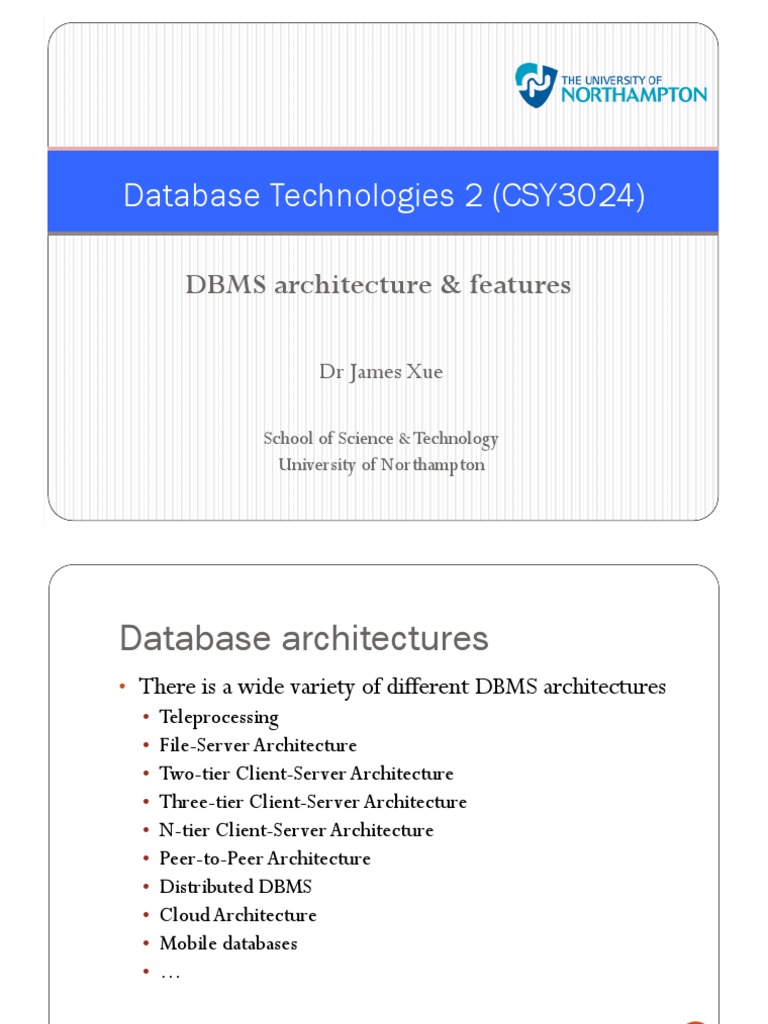 DBMS Architecture Features | PDF | Client–Server Model | Databases