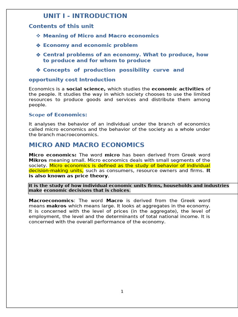 Micro and Macro Economics Overview | PDF | Economics | Microeconomics