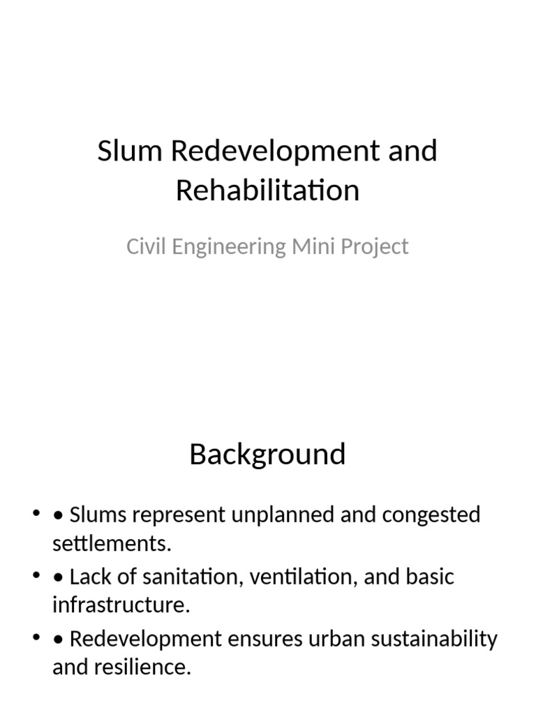 Slum Redevelopment and Rehabilitation | PDF