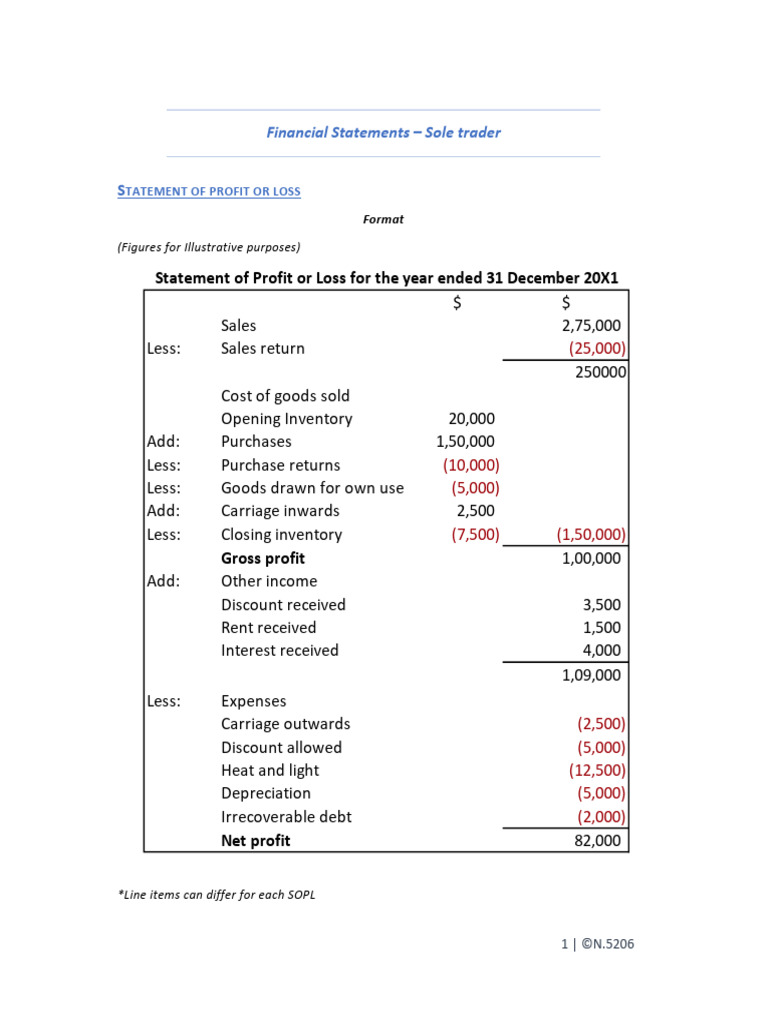 Sole Trader Financial Statements Guide | PDF | Debits And Credits ...