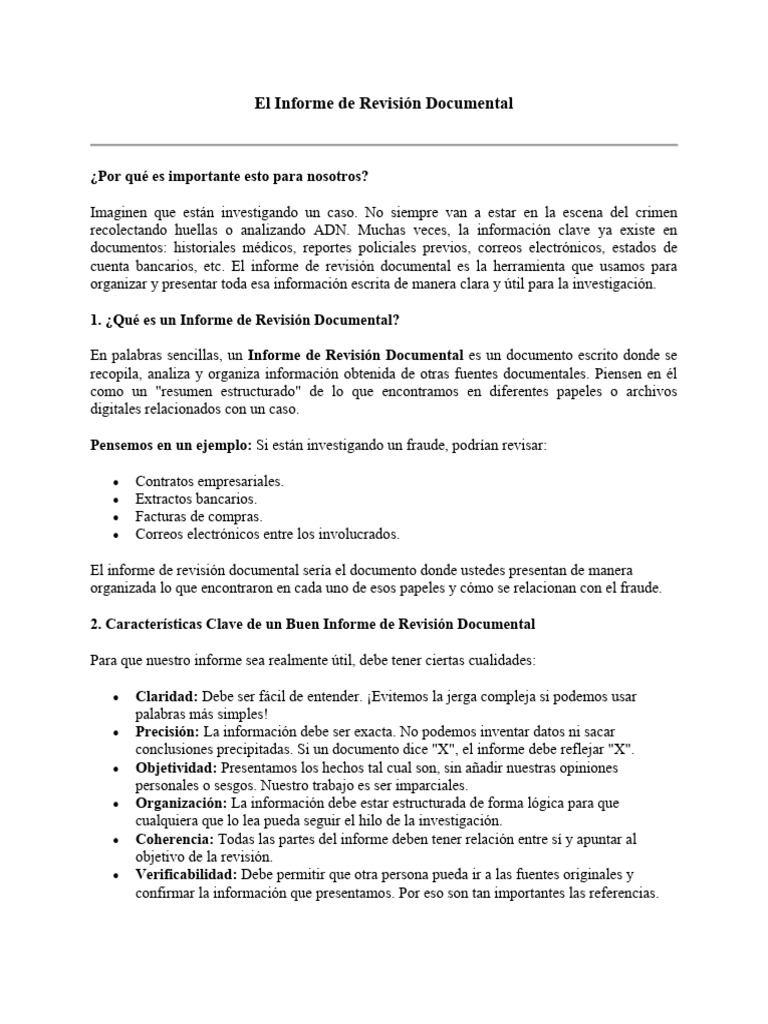 Informe de revision documental TC (1) | PDF | Ciencia forense | Información