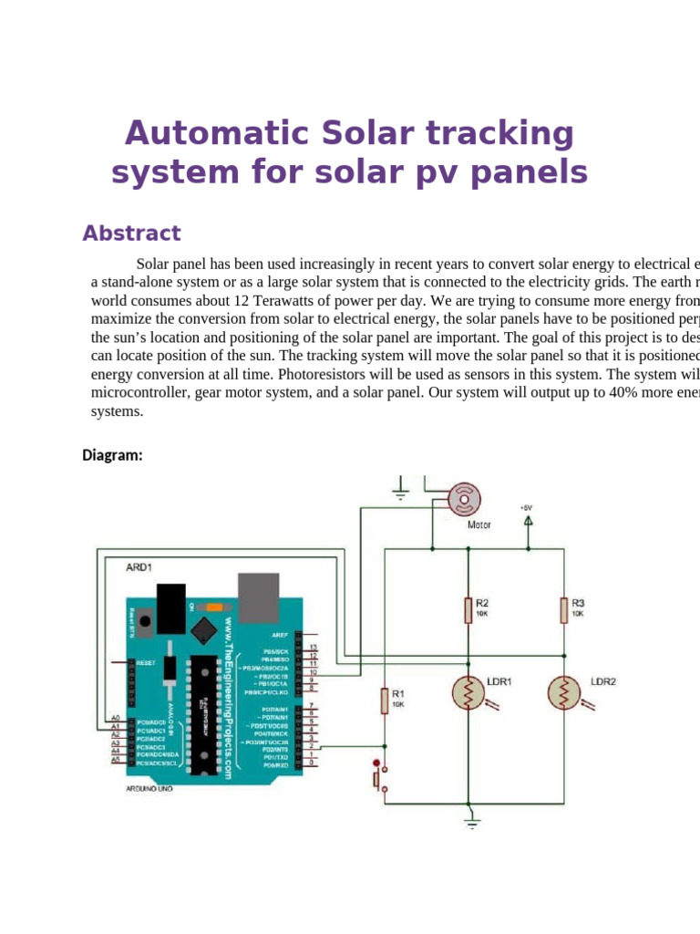 Automatic Solar Panel Tracking System | PDF
