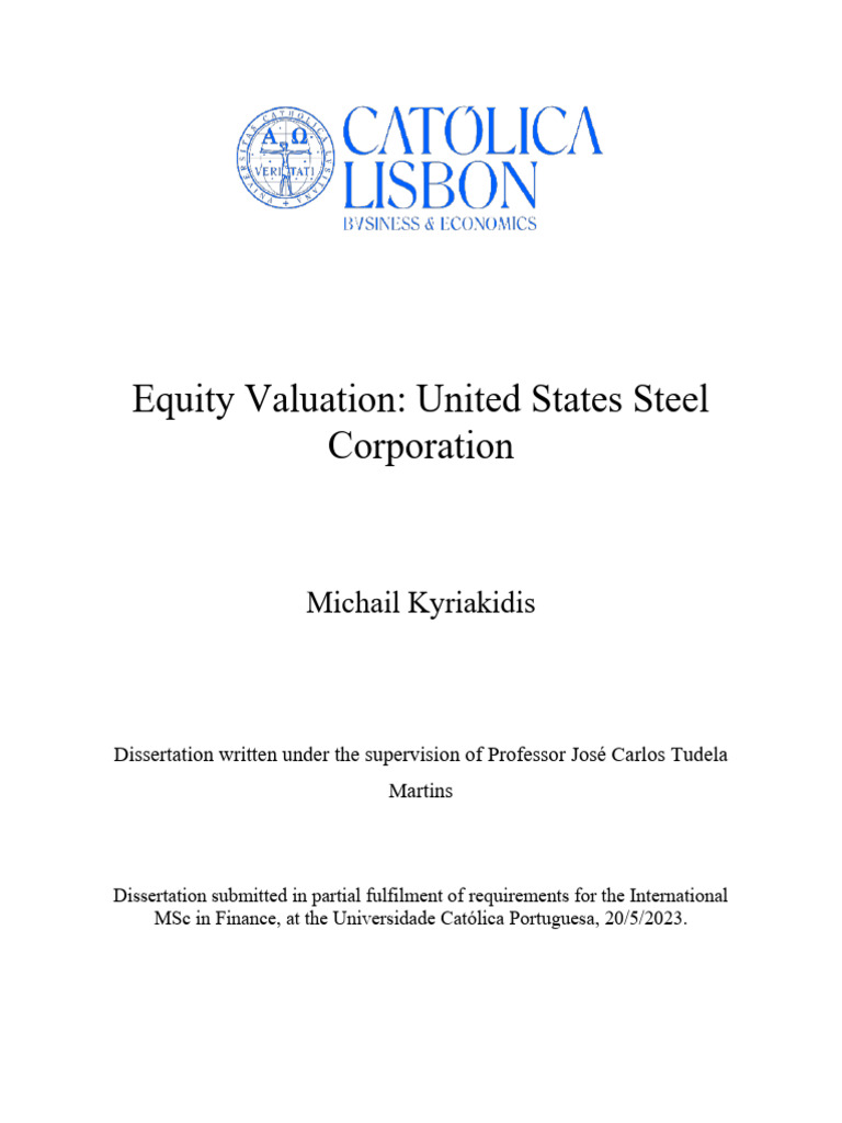 U.S. Steel Corporation Equity Valuation | PDF | Free Cash Flow ...