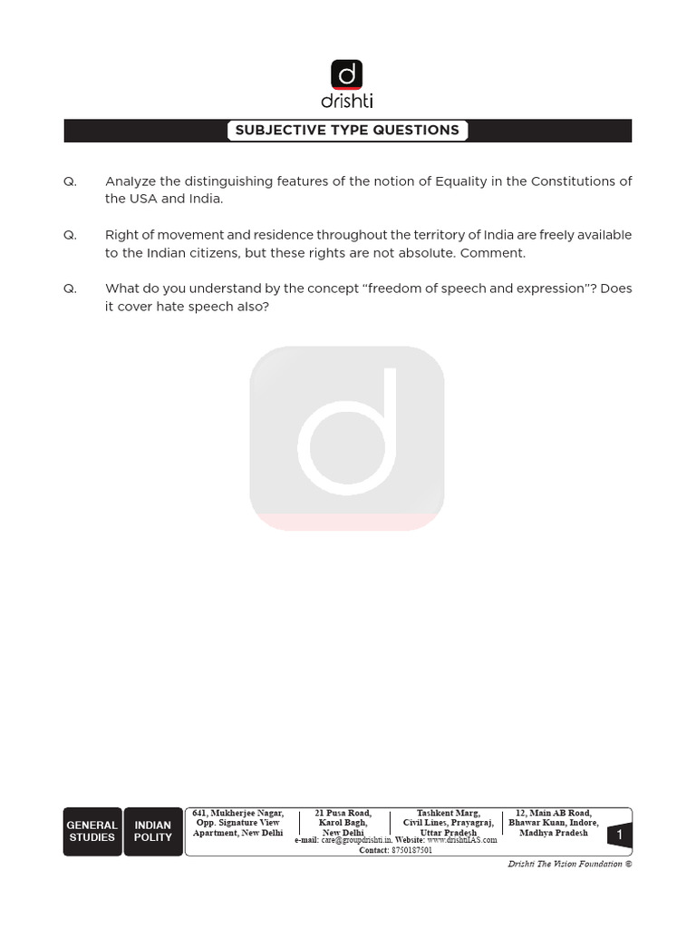Subjective Type Questions Ias - 09.09.2025 | PDF