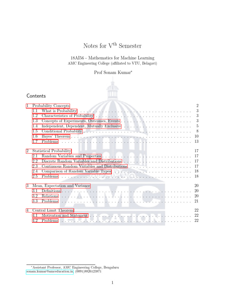 Probability Concepts For Ml Pdf Probability Distribution Random