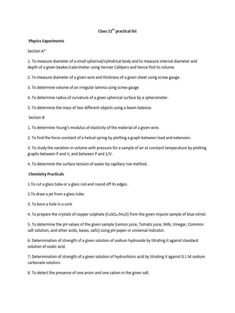 Class 11th Practical List PCB | PDF | Leaf | Flowers