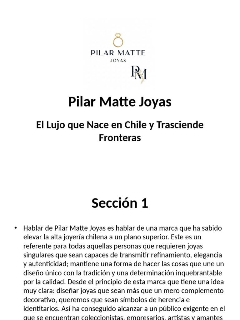 Pilar Matte Joyas: El Lujo Chileno Con Elegancia Atemporal | PDF | Joyería