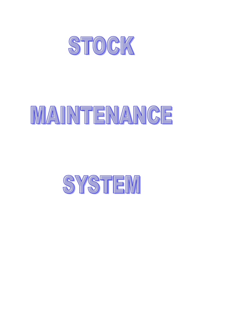 Stock Maintenance System | PDF | Use Case | Stocks