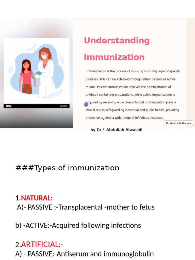 Types and Importance of Immunization | PDF | Vaccines | Life Sciences